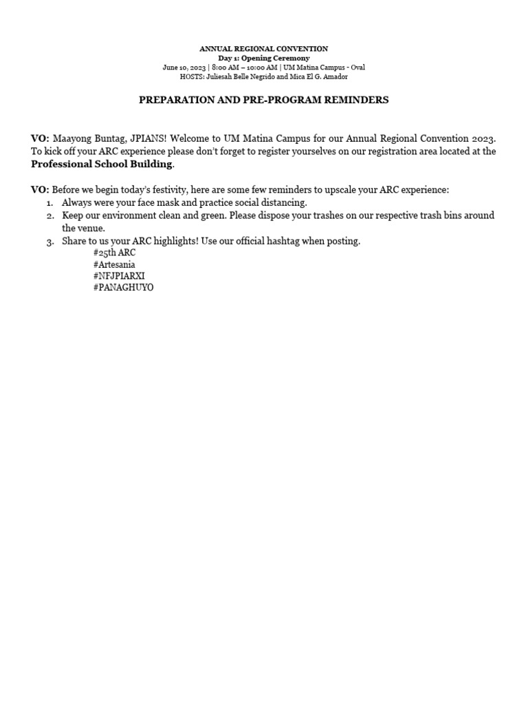 3 Sets Opening Script Pdf Career Growth Social Science