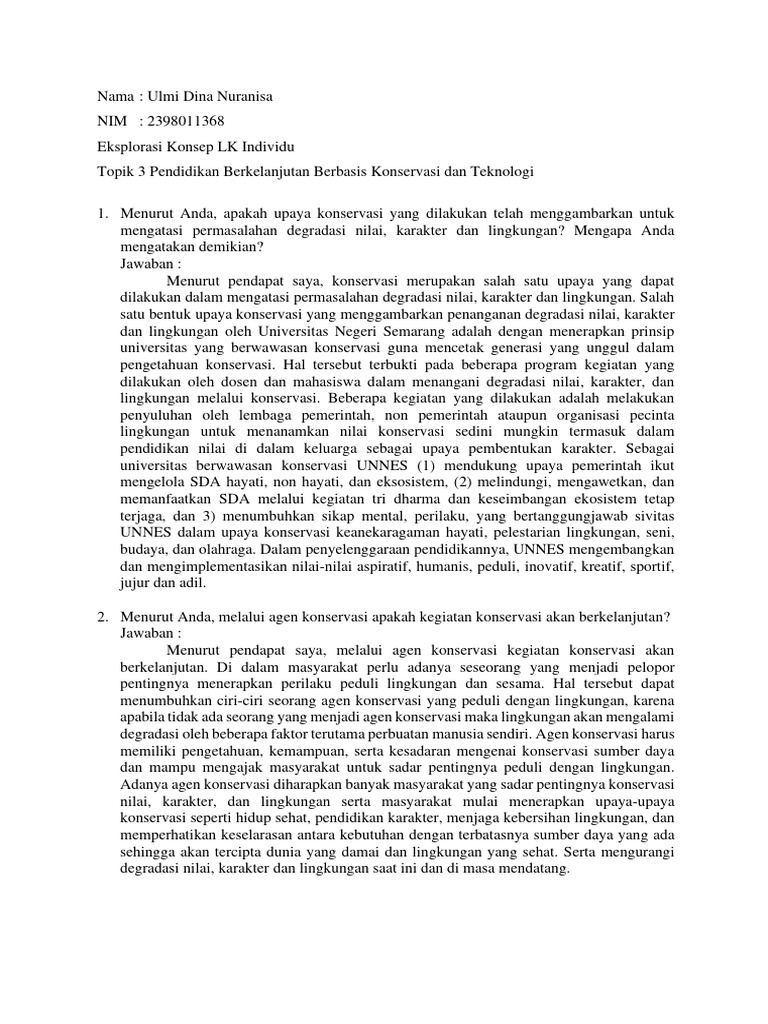 LK Individu Eksplorasi Konsep Topik 3 - Ulmi Dina N | PDF