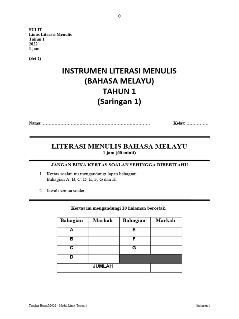 MODUL - 8 - SET - LINUS - TAHUN - 1 - SARINGAN - 1 - Literasi Menulis 1 ...