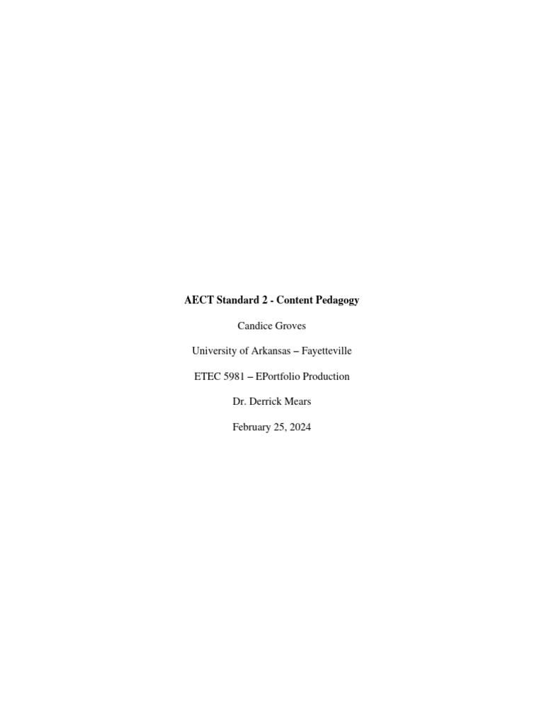 Aect Standard 2 - Pedagogy - Candice Groves | PDF | Educational Technology | Educational Assessment