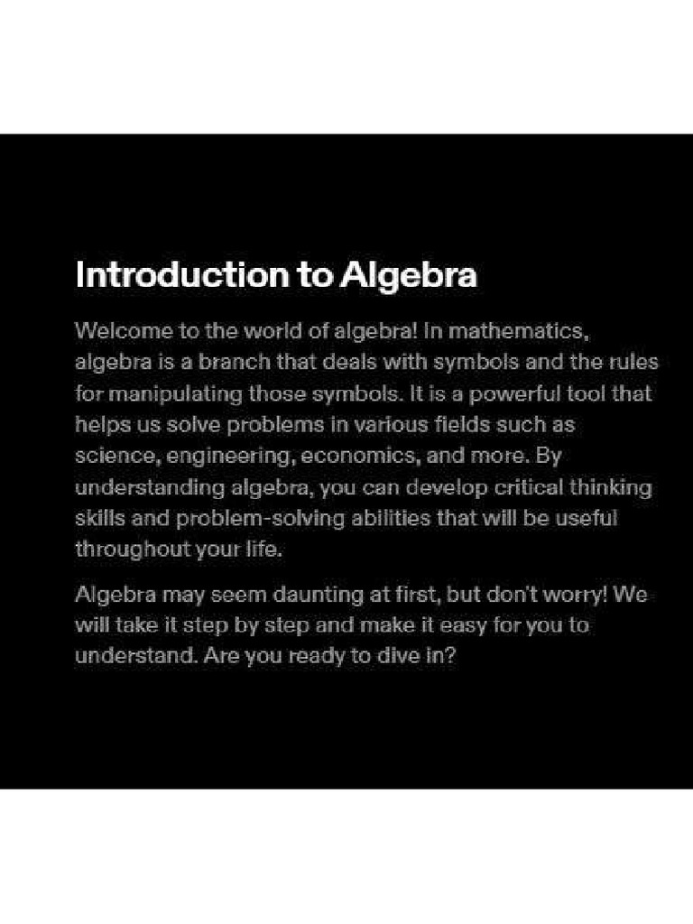 ALGEBRA PRESENTATION | PDF
