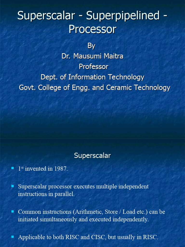 Superscalar - Superpipeline - Processor | PDF | Central Processing Unit | Manufactured Goods