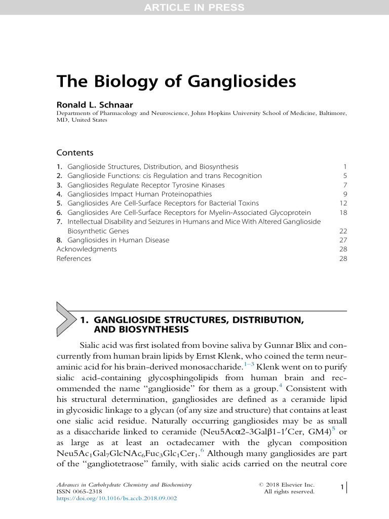 Biology and Functions of Gangliosides | PDF | Amyloid Beta | Myelin