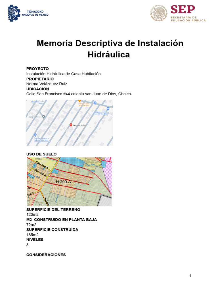 Memoria Descriptiva de Instalación Hidráulica-2 | PDF | Tubería (transporte de fluidos ...