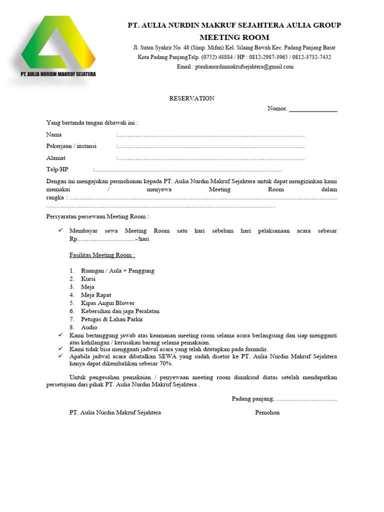 Reservasi Meeting Room | PDF