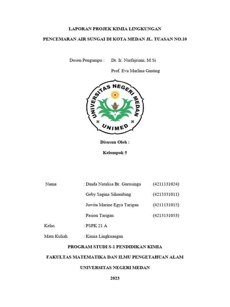 Makalah Project - Kel 5 - PSPK 21 A - Kimia Lingkungan. | PDF | Sains & Matematika