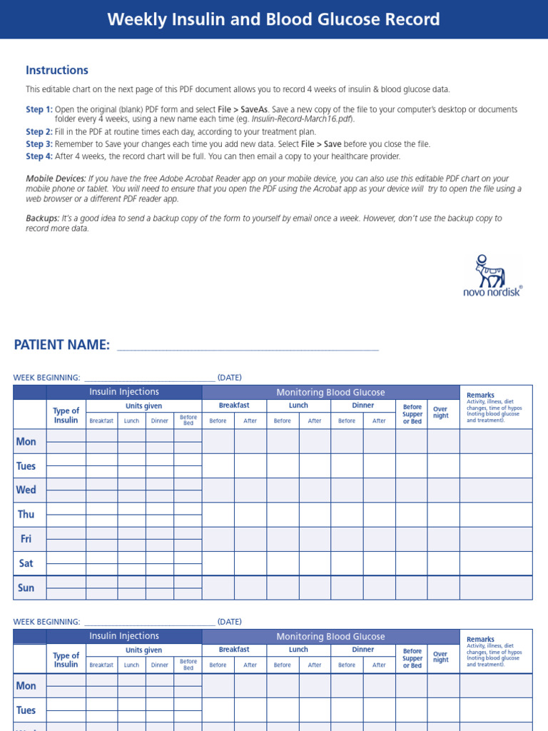 Novo Nordisk Editable BG Chart December | PDF | Computing | Software