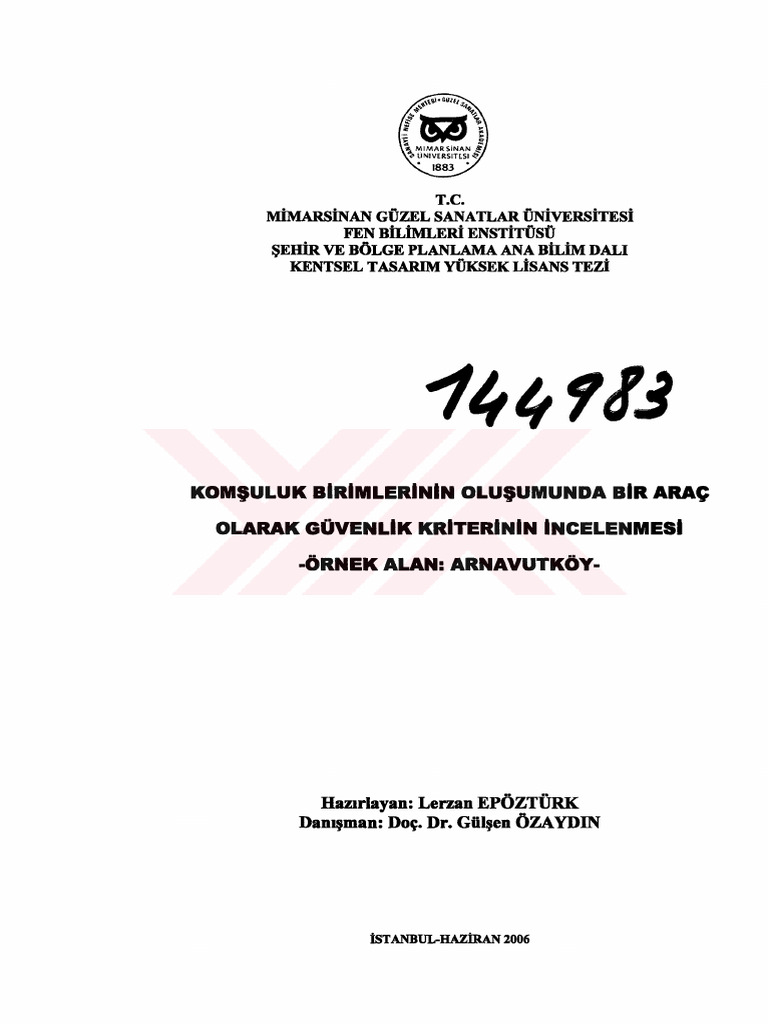 Tez - Yl - 2006 - Komşuluk Birimlerinin Oluşumunda Bir Araç Olarak ...
