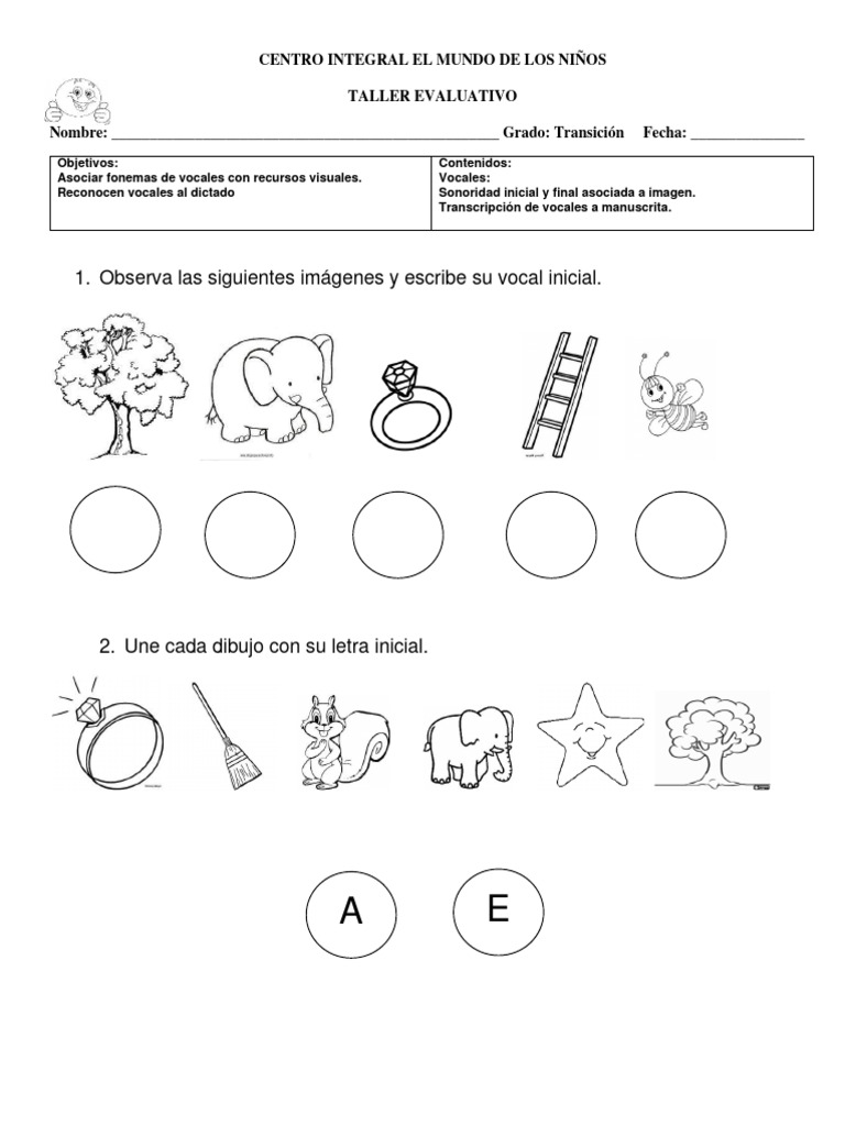Evaluación De Vocales Para Preescolar Pdf