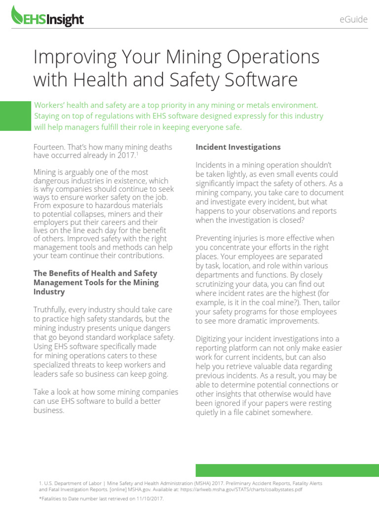 Mining Safety Software Benefits Guide | PDF | Occupational Safety And Health | Mining