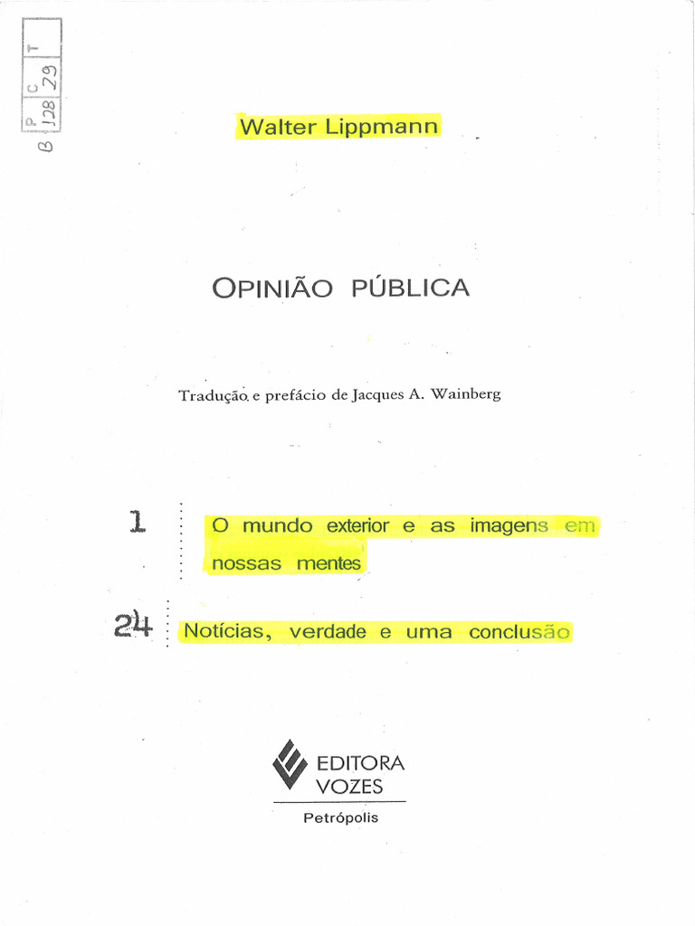 LIPPMANN Opinião Publica | PDF LIPPMANN Opinião Publica | PDF