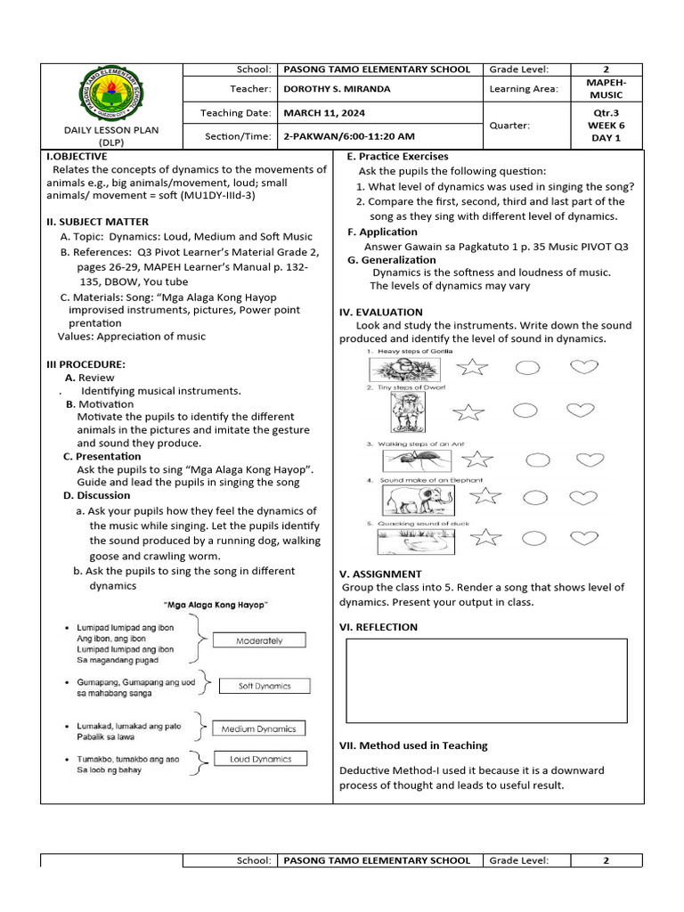 MAPEH-Q3-DLP-WEEK-6 | PDF | Lesson Plan | Cognitive Science