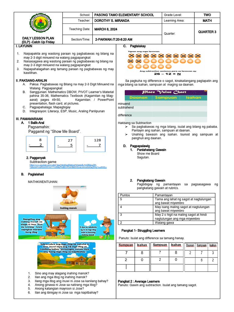Math LP Numeracy Mar 8 GR 2 | PDF