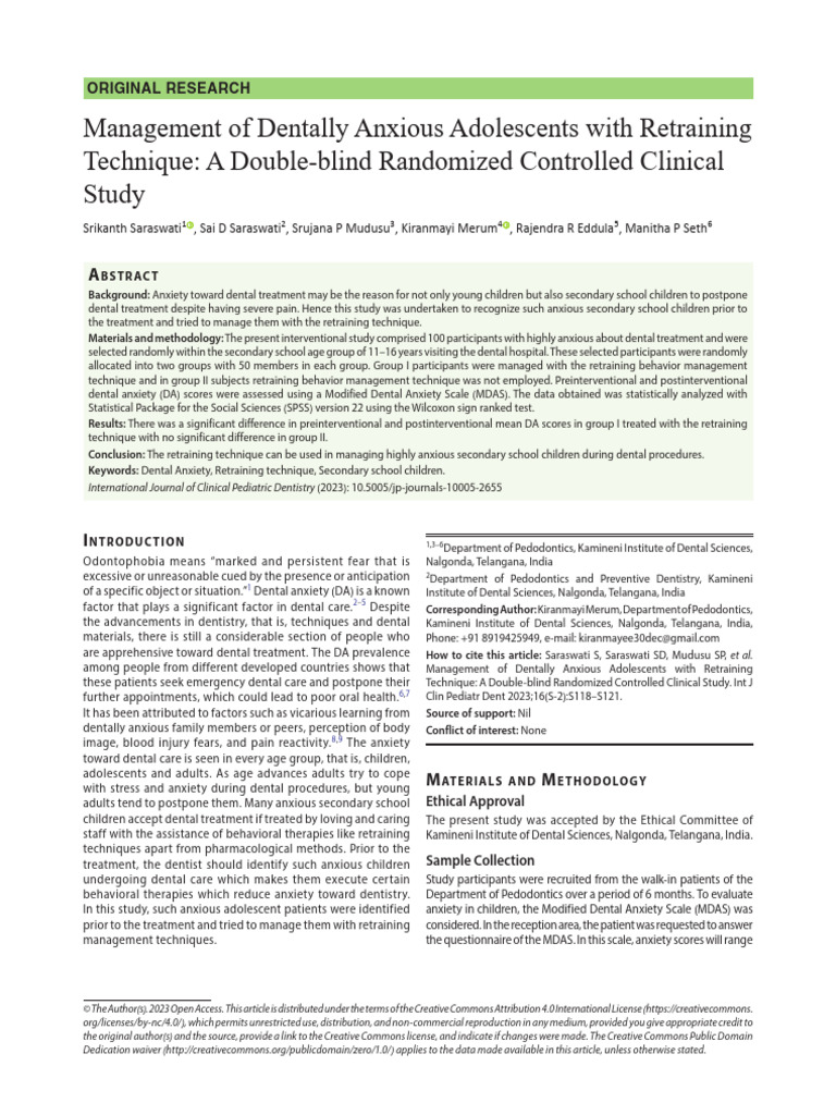 Retraining Technique | PDF | Dentistry | Anxiety