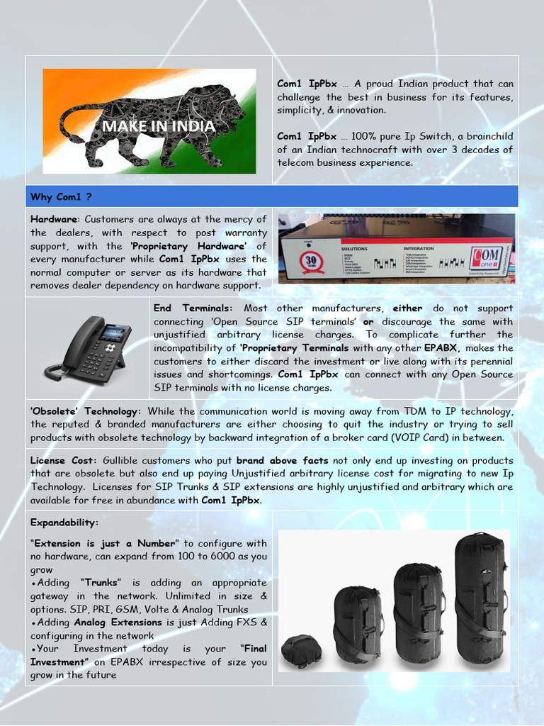 Com1 IpPbx Basic Leaflet | PDF | Call Centre | Session Initiation Protocol