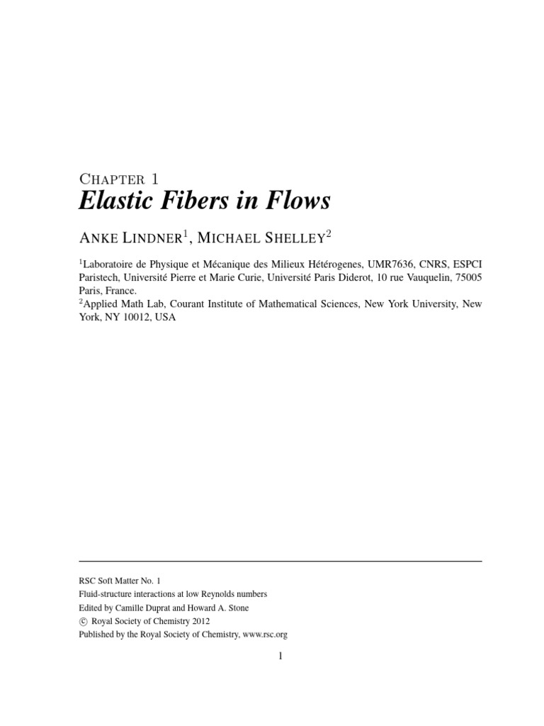 Elastic fibers in flows- RSC2016-LindnerAndShelley | PDF | Elasticity (Physics) | Fluid Dynamics