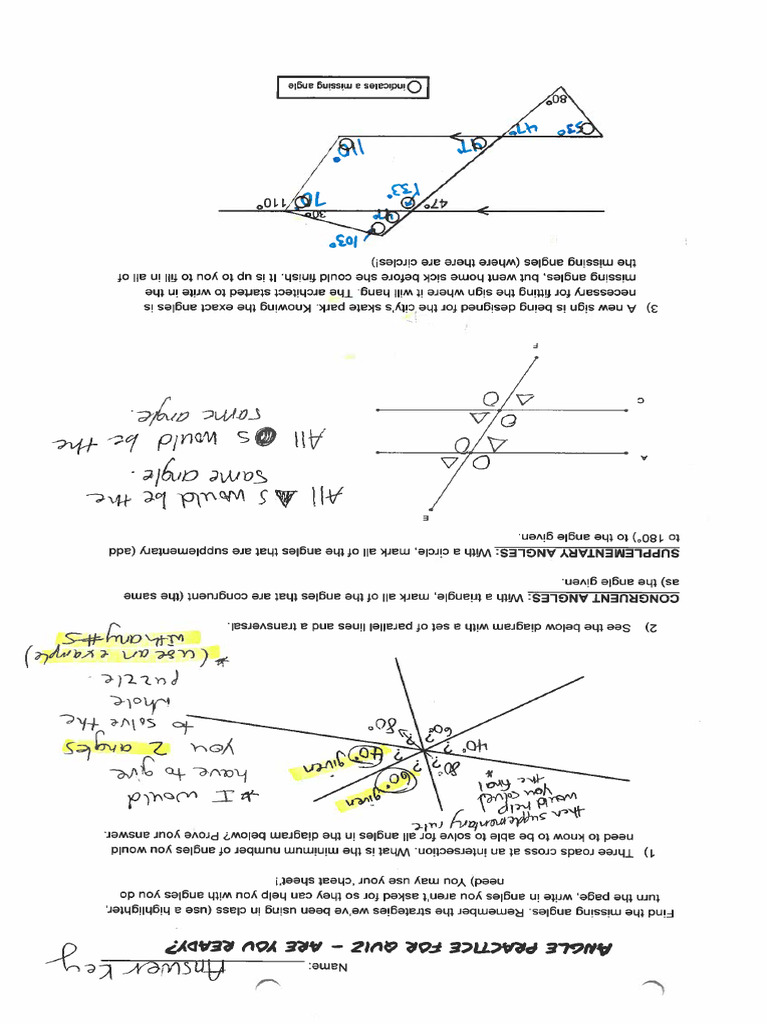 Angles Answer Key | PDF