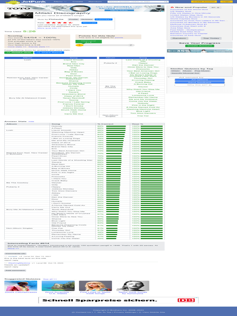 Mitski Discography | PDF | Quiz