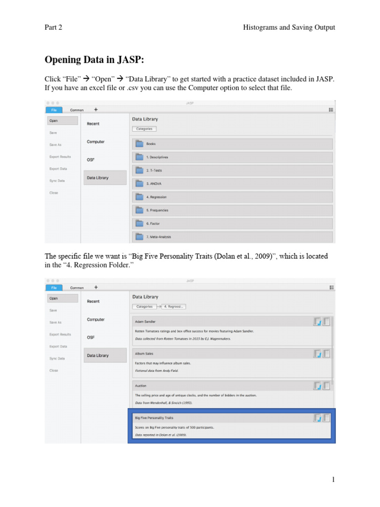 2 Using JASP and Histograms | PDF | Histogram | Computer File
