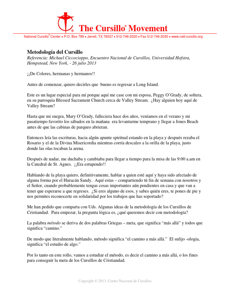 Precursillo, Cursillo y Poscursillo | PDF