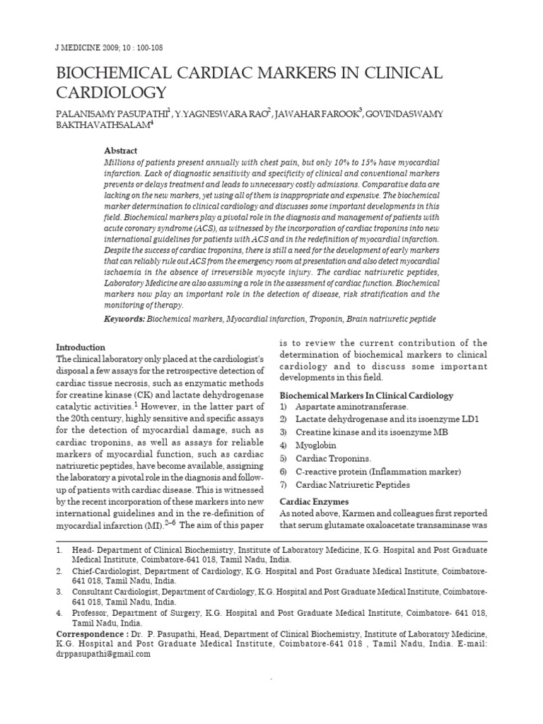 cardiac markers | PDF | Medicine | Diseases And Disorders