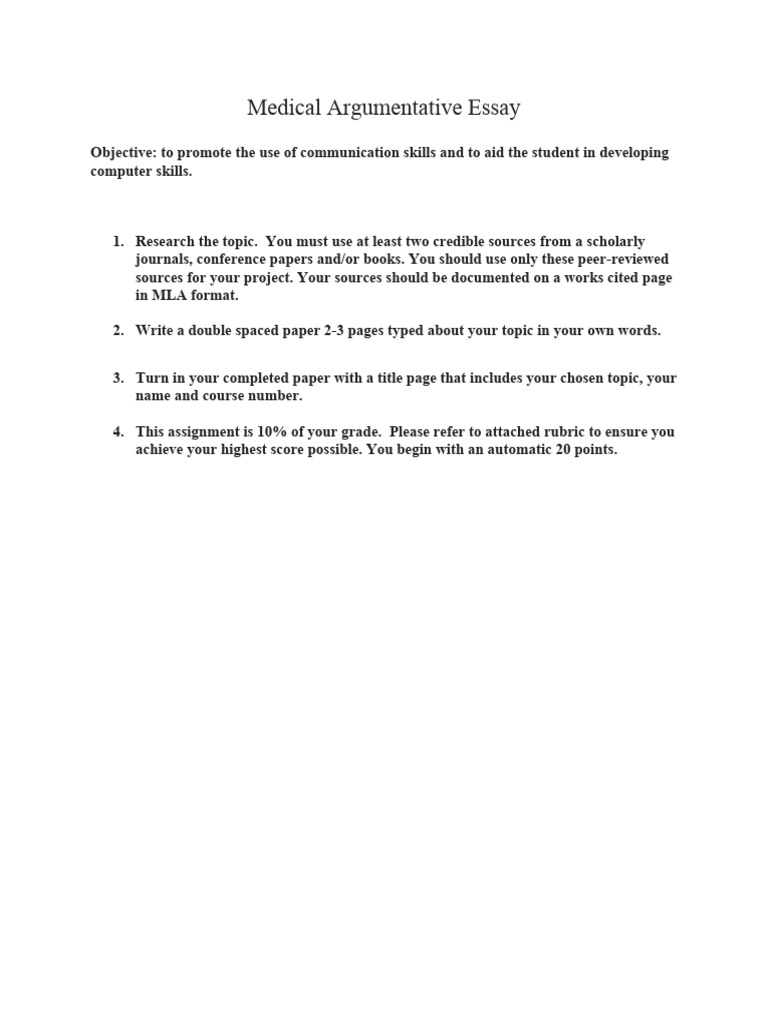 Medical Argumentative Essay | PDF