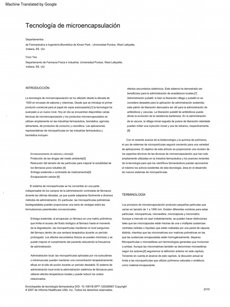 Microencapsulation Technology Reading | PDF | Solvente | Fase (materia)