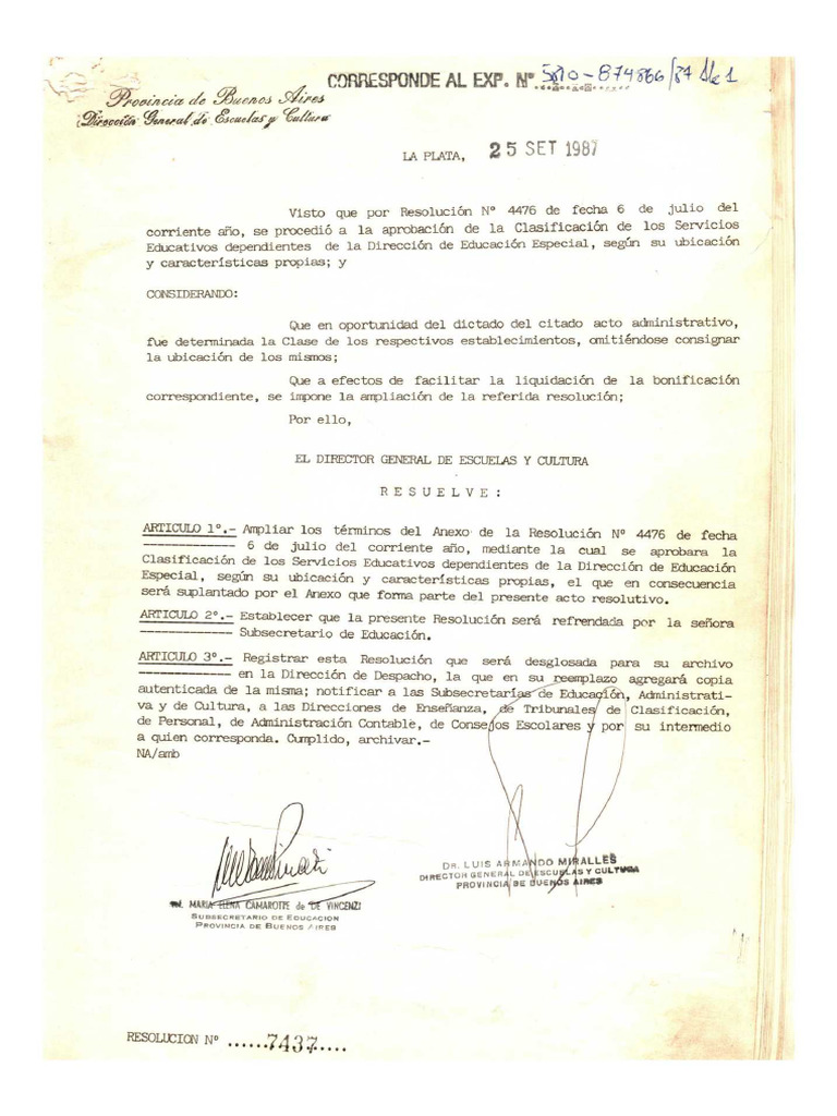 Resolución 7437 - 1987 | PDF