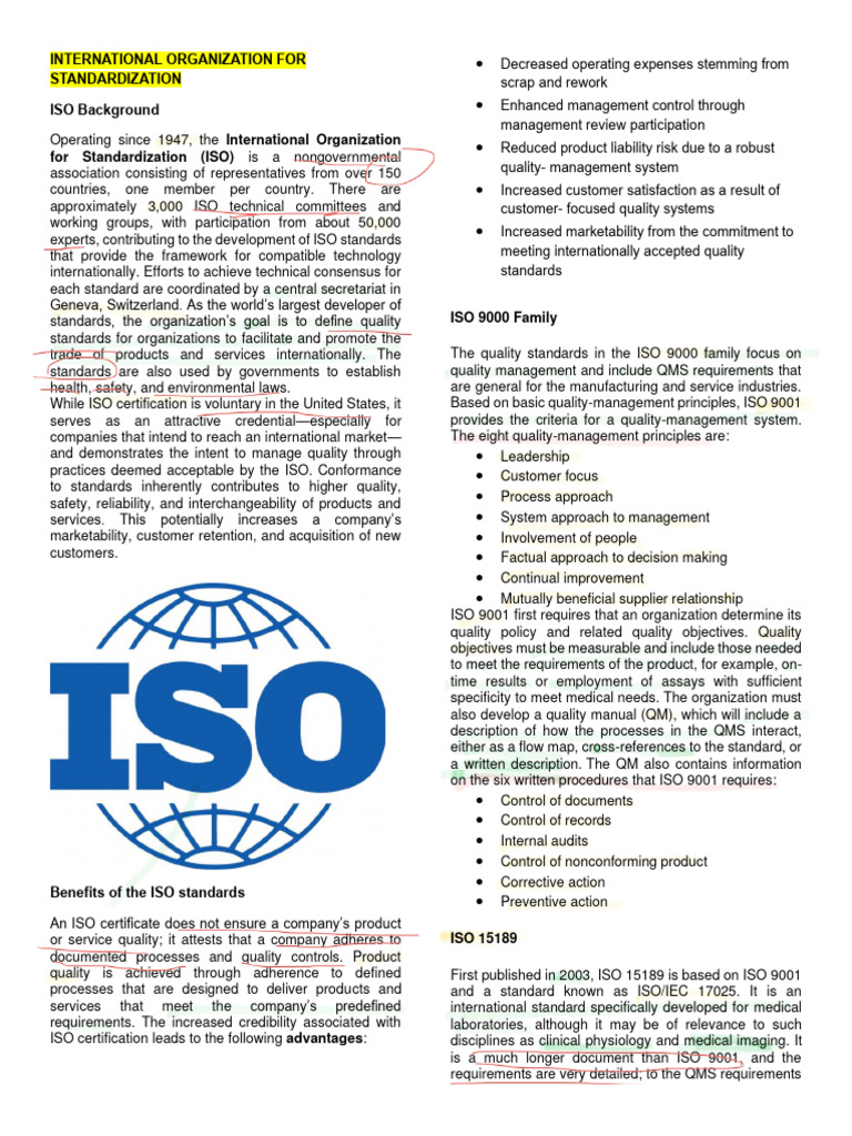 International Organization For Standardization ISO Background | PDF ...