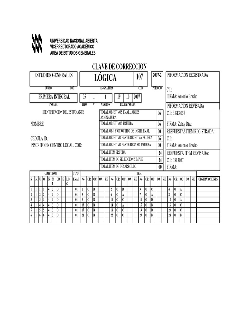 107 Clave de Resp 1 Int 2007 - 2 | PDF