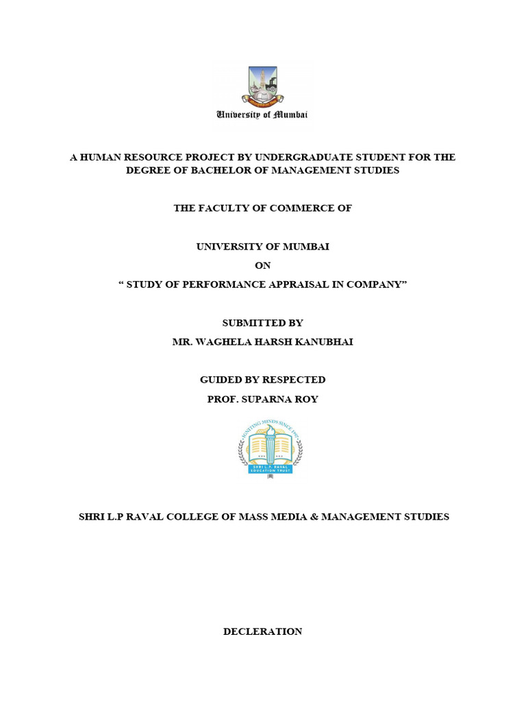 Harsh Waghela Black Book Project Bachelor of Management Studies | PDF