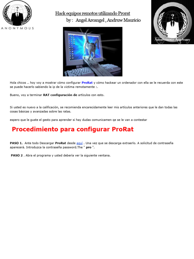 Hack Equipos Remotos Utilizando Prorat | Descargar gratis PDF | Archivo ...