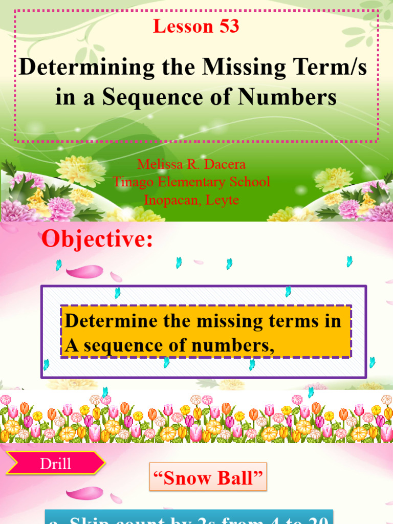 Math Lesson 53 Determining The Missing Terms | PDF | Cognition ...