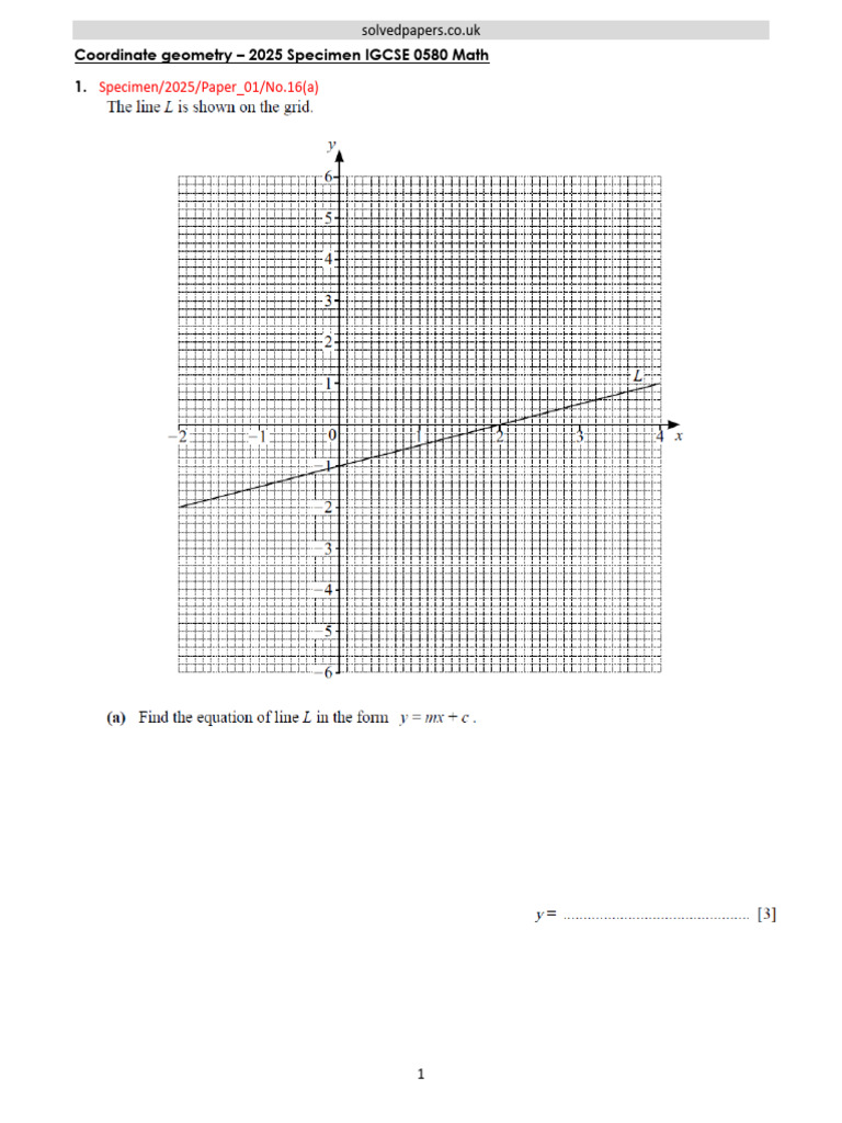 2025 IGCSE Coordinate Geometry Specimen | PDF