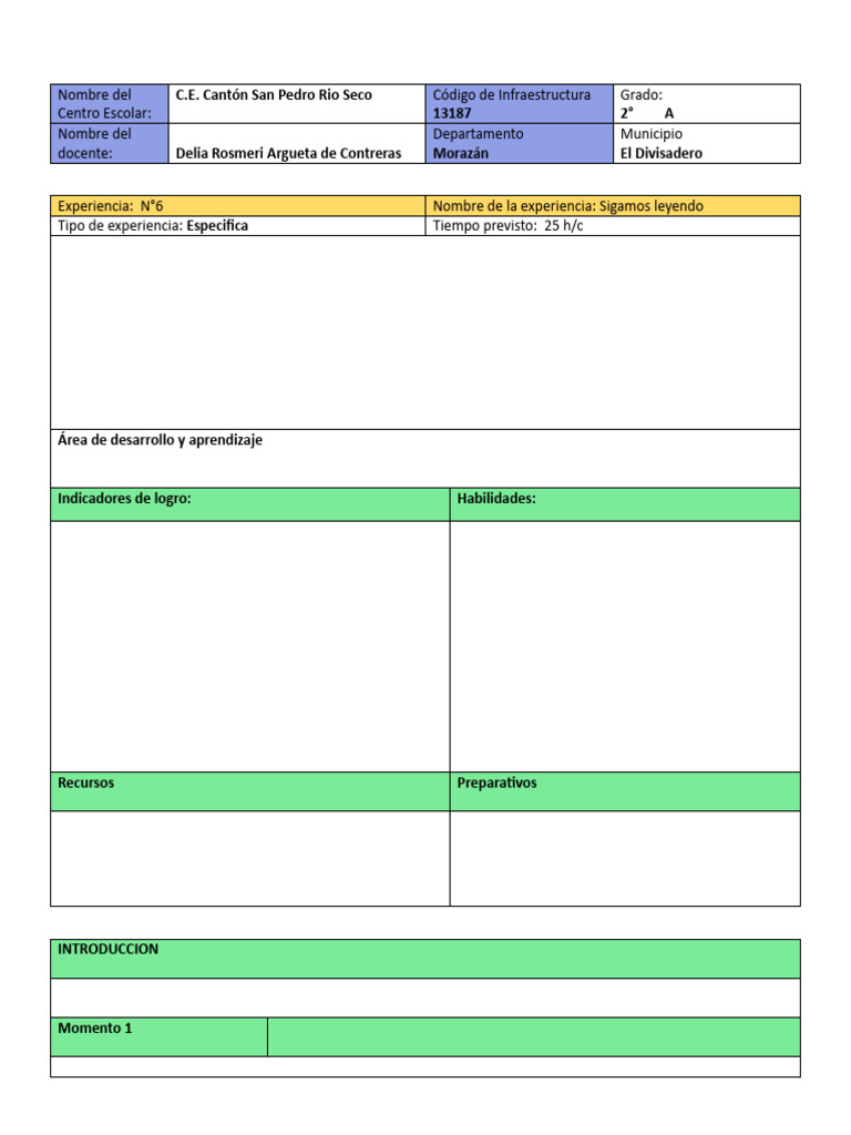 Plantilla de Guion de Clases 2° | PDF