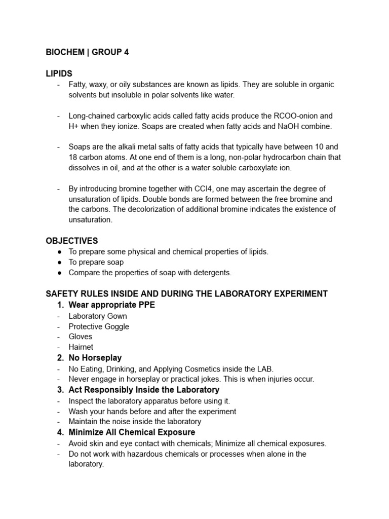 Group 4 - BIOCHEM | PDF | Fatty Acid | Solubility