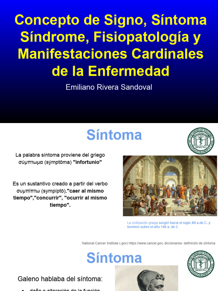 Concepto de Signo, Síntoma Síndrome, Fisiopatología y Manifestaciones ...