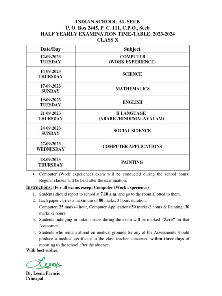 Class X TT, HALF YEARLY EXAMINATION 2023-24 | PDF | Databases | Equations