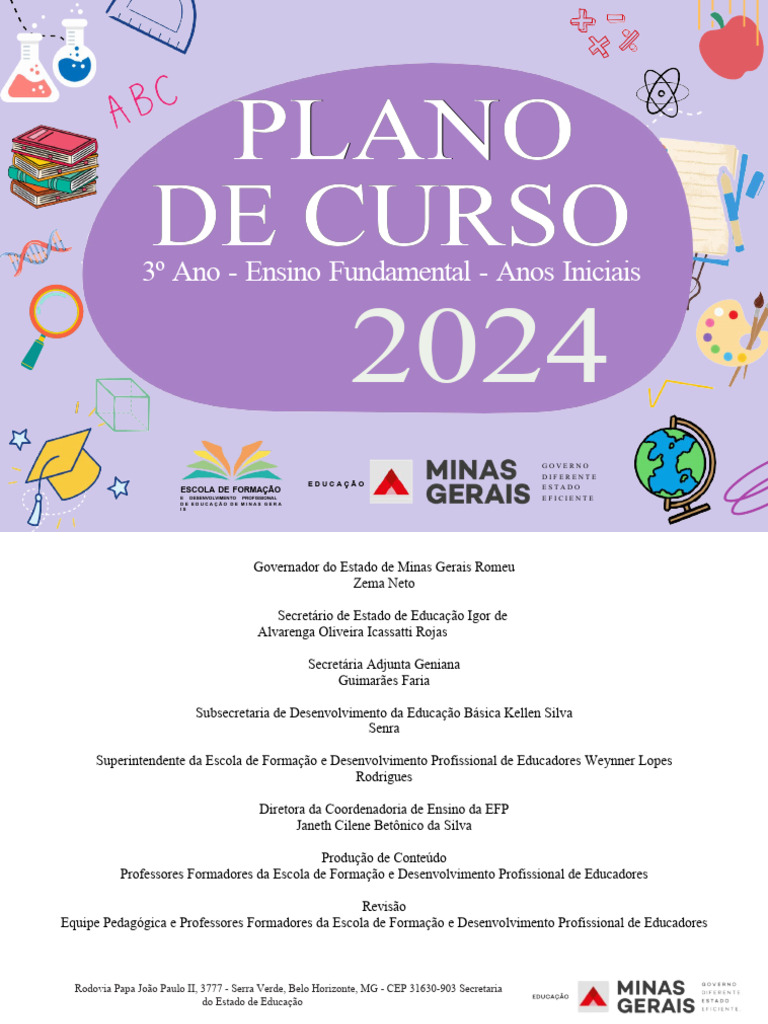 3 Ano Ef Plano de Curso 2024 Anos Iniciais | PDF | Pedagogia | Sociologia