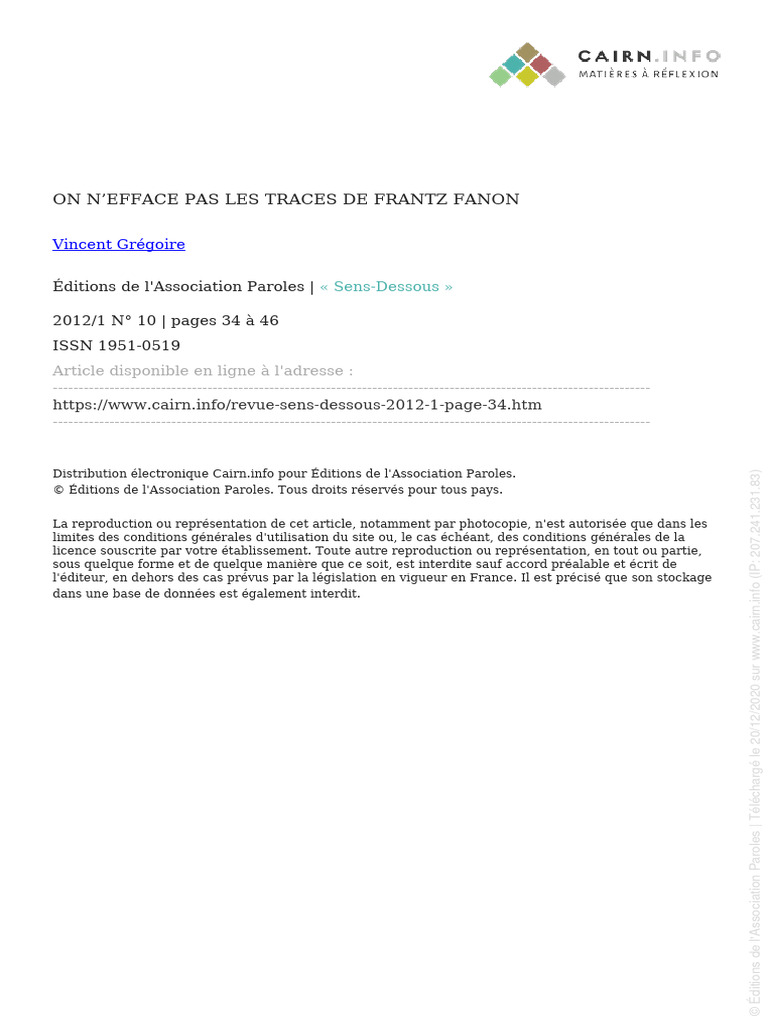 Sdes 010 0034 | PDF | Frantz Fanon