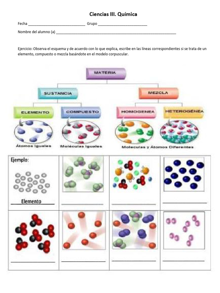 Modelo Corpuscular: Elementos y Mezclas | PDF
