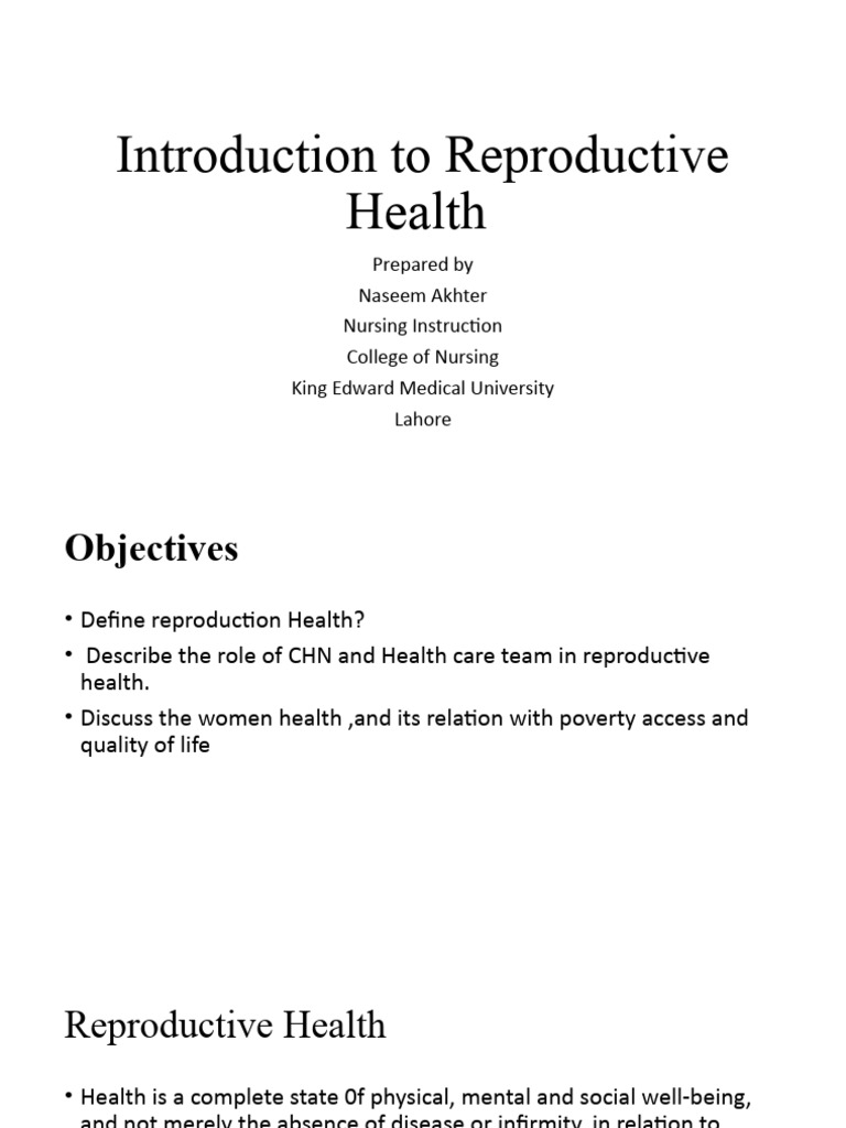 Introduction To Reproductive Health-2 | PDF