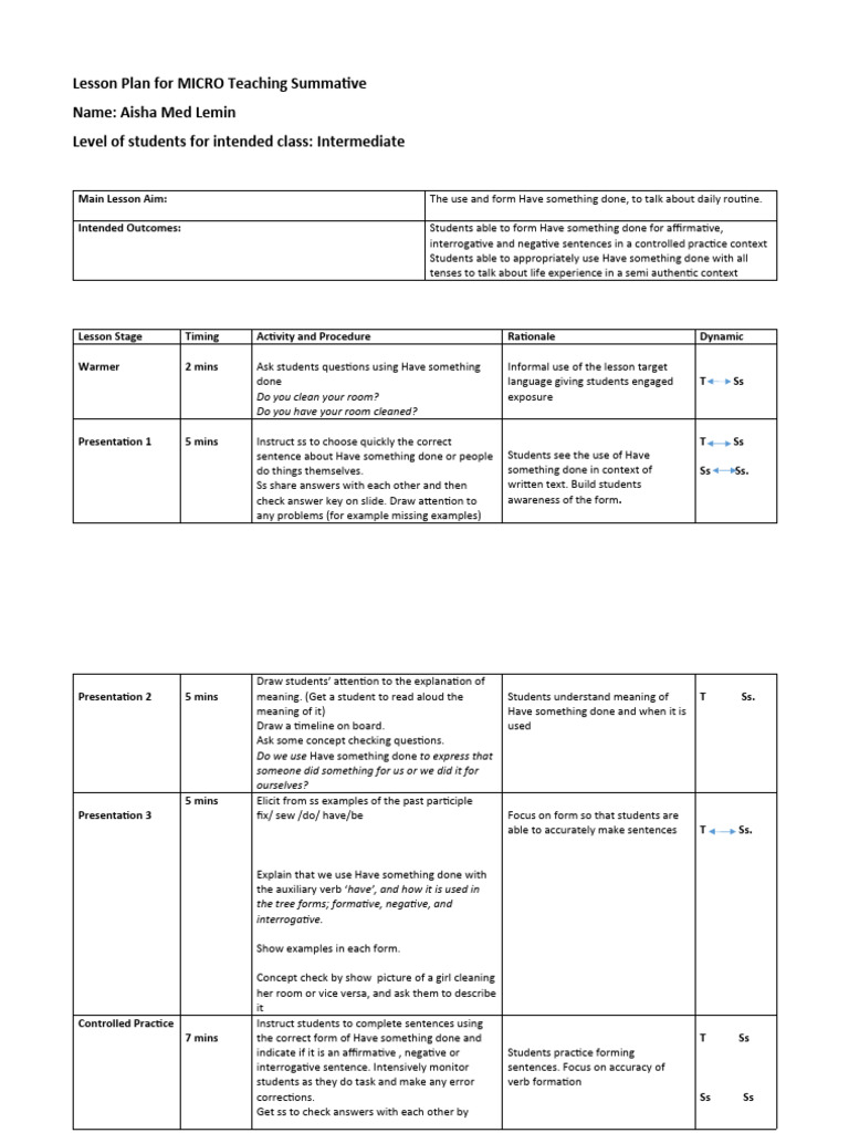 Have something done Lesson Plan | PDF