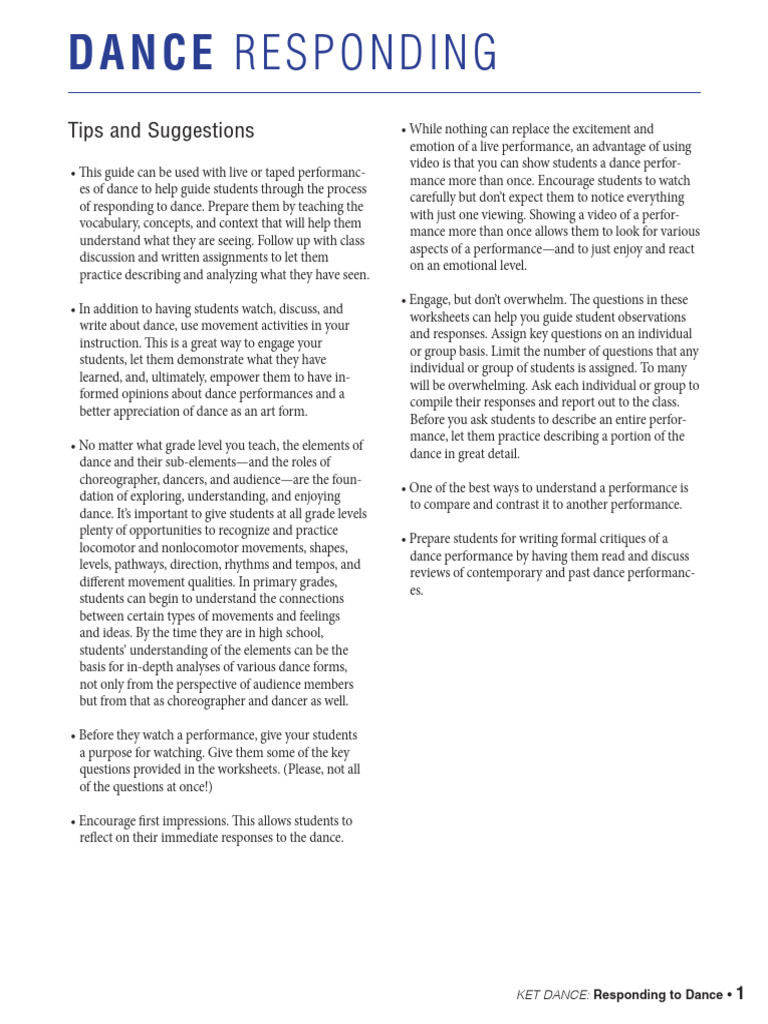 Responding to Dance | PDF | Dances | Choreography