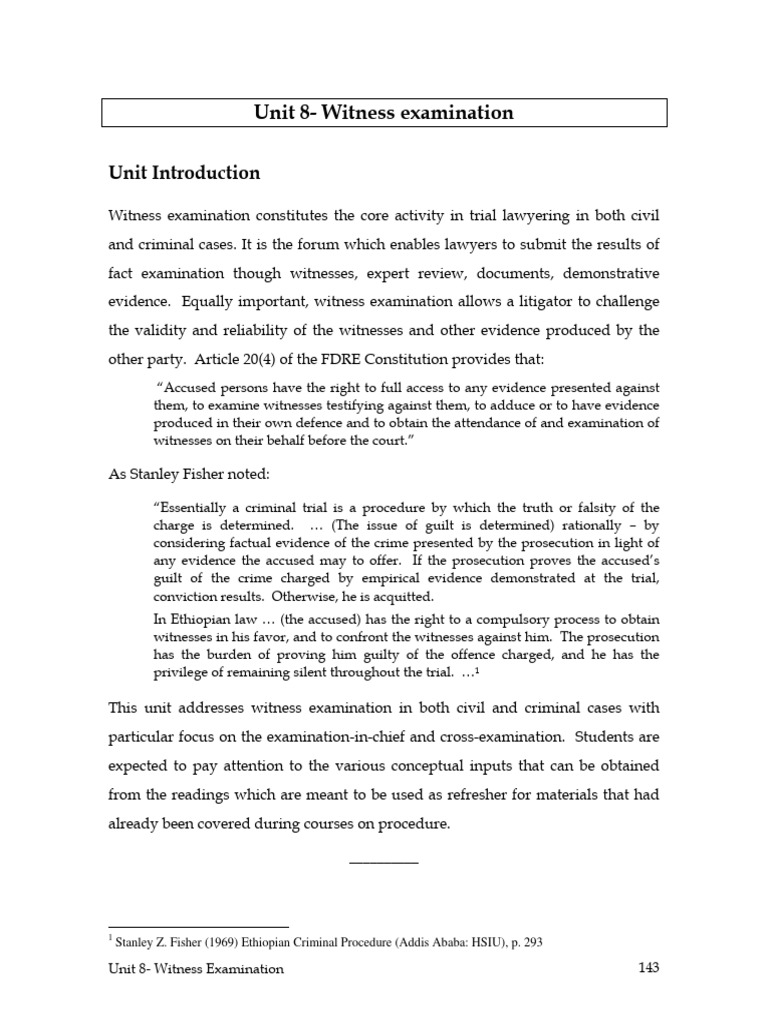 Unit 8 | PDF | Witness | Evidence (Law)