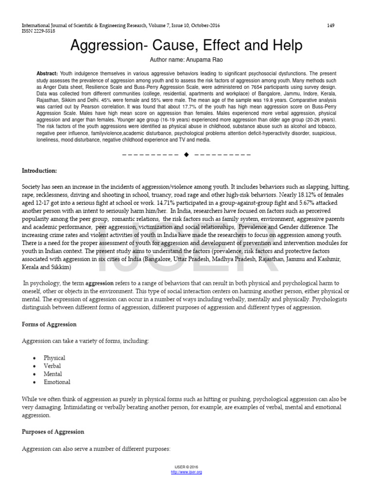 Aggression Cause Effect and Help | PDF