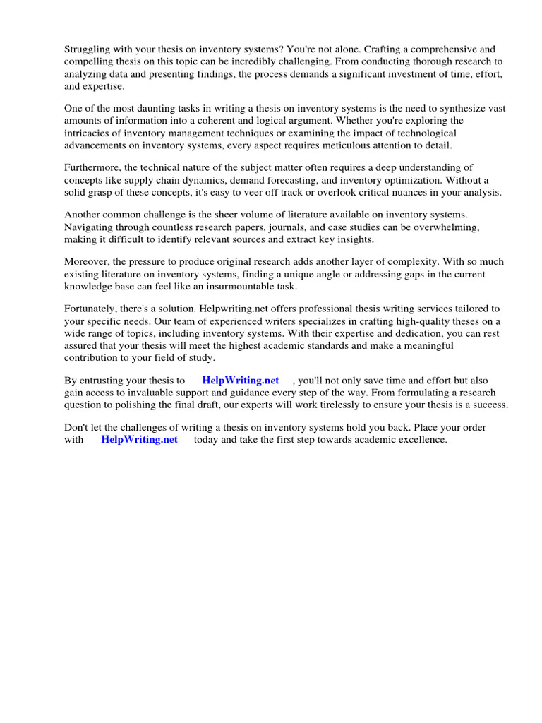 Inventory System Thesis Sample | PDF | Inventory | Thesis