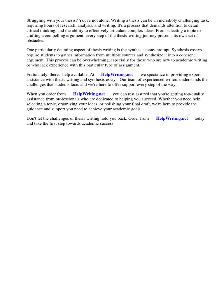 Synthesis Essay Prompt Samples | PDF