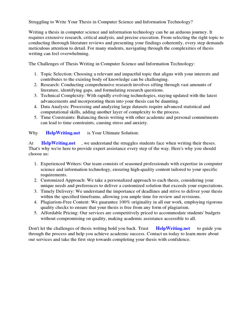 Thesis Topics Computer Science Information Technology | PDF