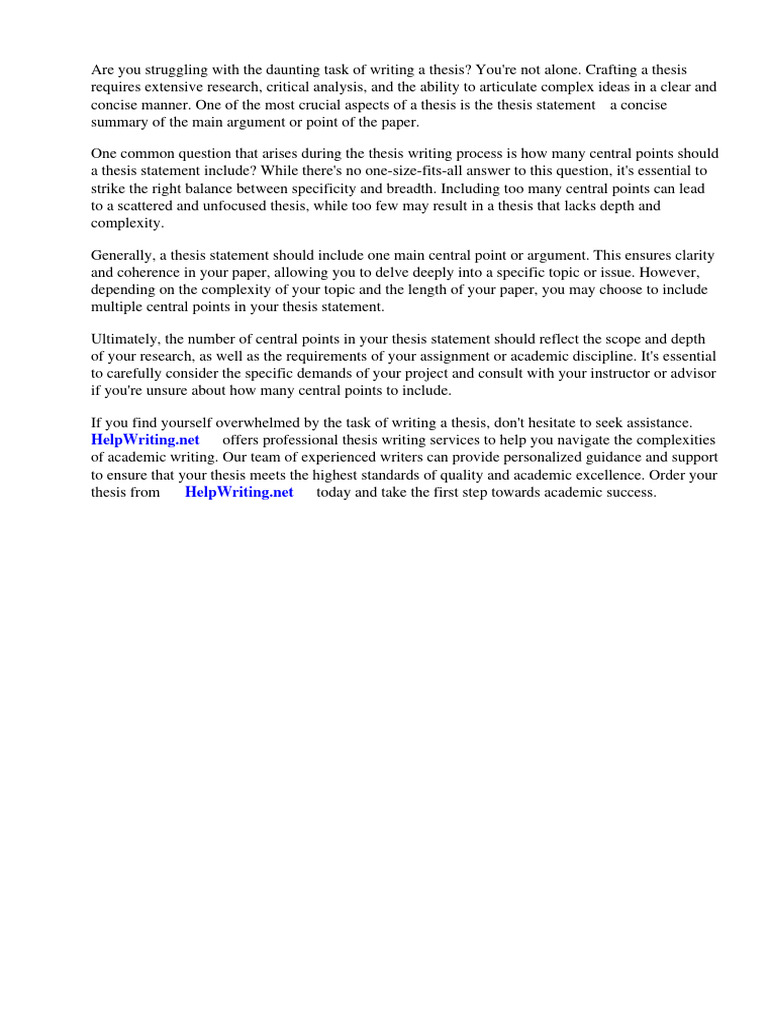 How Many Central Points Should A Thesis Statement Include | PDF